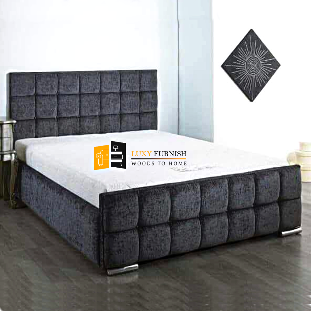 Upholstered Cube Bed With Mattress From Luxy Furnish - luxy furnish